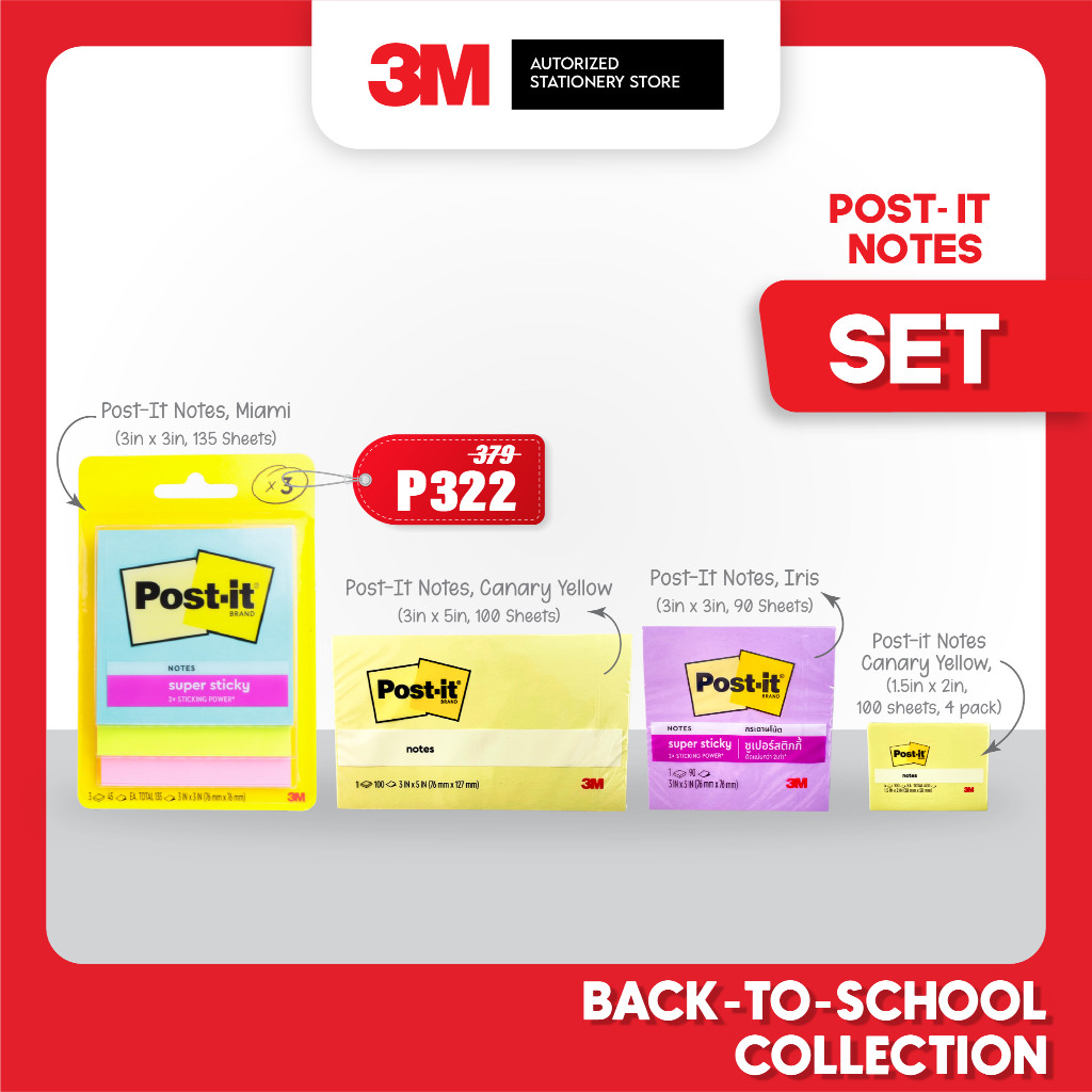 3M Back-To-School Post-It Notes Set | Shopee Malaysia