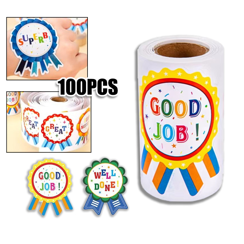 100Pcs/roll Teacher Reward Sticker Child Encourage Award Sticker ...