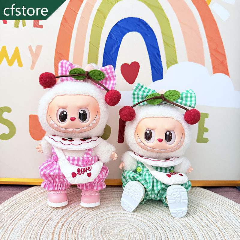 CF [Clothes only] For 17 cm labubu v1/v2/v3 doll clothes green cherry ...