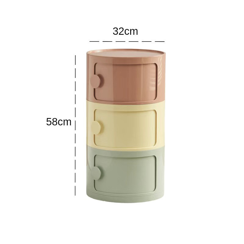 Mini Small Bedside Table Plastic Round Locker Bedroom Corner Cabinet ...