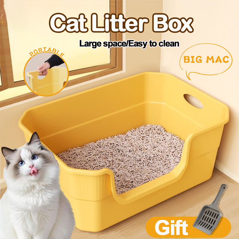 【BESAR XXL】Xtra Large Deep Cute Open Cat Litter Box Deeper Anti-splash ...