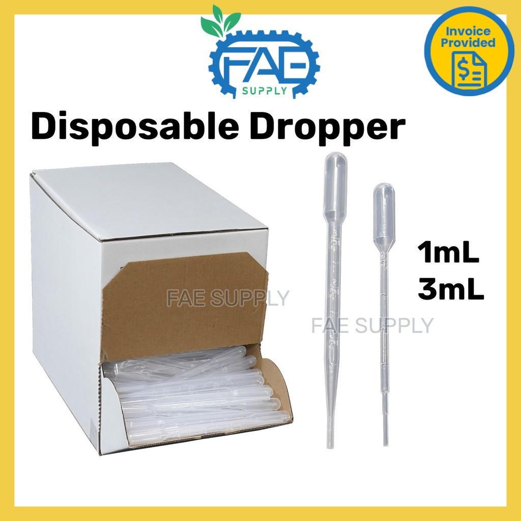 Pasteur Pipette Dropper 1mL 3mL transfer liquid Disposable Graduated ...