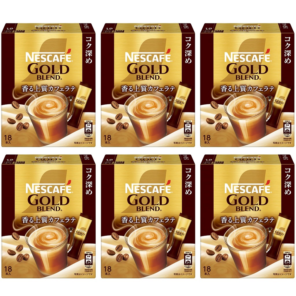 Nescafe Gold Blend Rich Flavor Stick Coffee 18P×6 Boxes, Cafe Latte ...