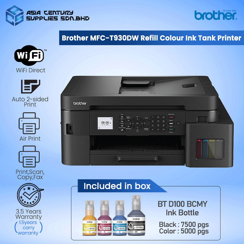 Printer InkTank Brother MFC-T930DW-A4 3 In 1 Color Refill Ink Tank ...