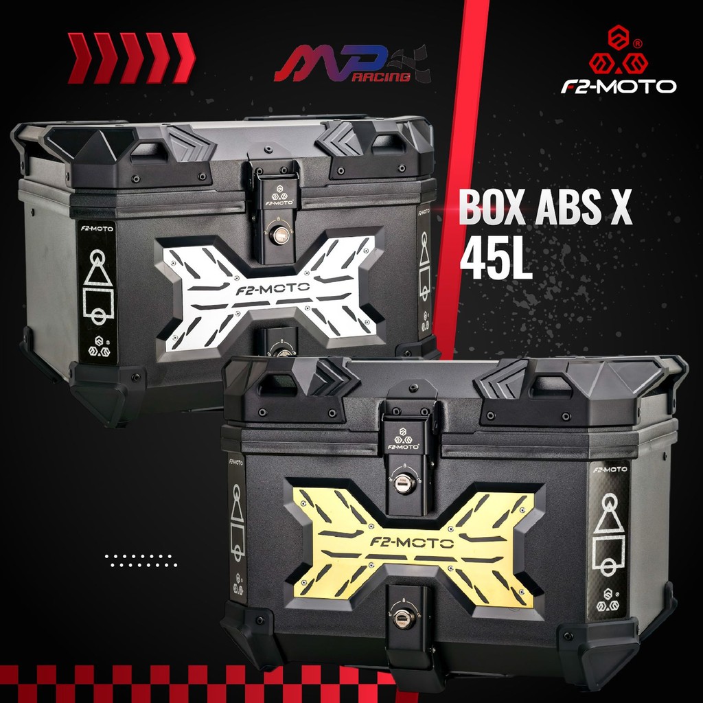 F2 moto ABS 45L Top Box Plate X Gold,Silver, Box Motor Hitam ABS ...