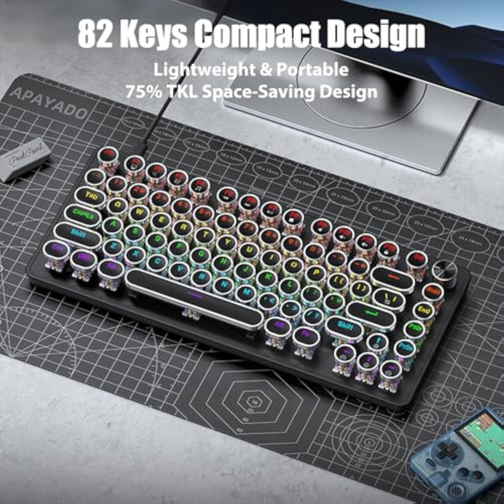 Apayado K82 Wired Mechanical Gaming Keyboard Round Keycaps | Shopee Malaysia