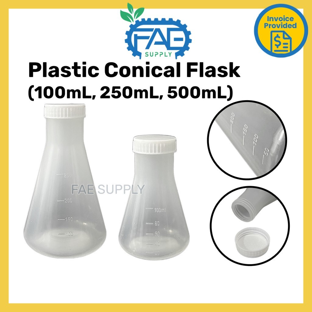 Plastic Conical Flask with Screw Cap 100mL 250mL 500mL Conical Bottom ...