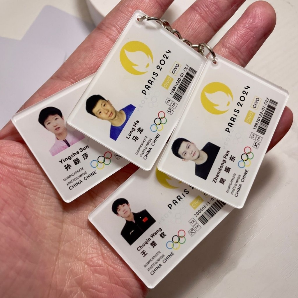 国乒周边大头莎莎迷你参赛证许昕周边钥匙扣马龙樊振东莎头徽章Chinese table tennis peripheral big head ...