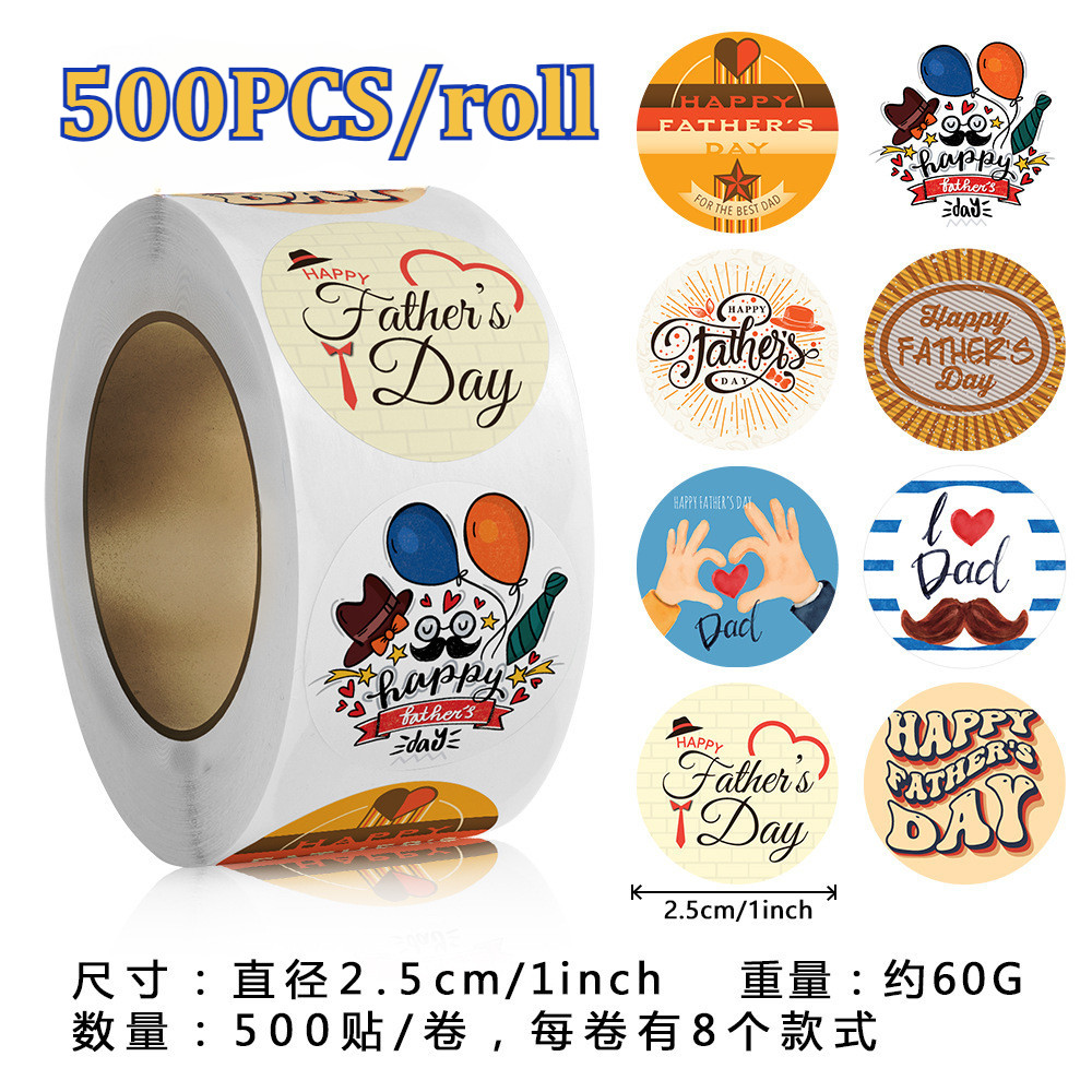 500PCS/roll Father's Day Sticker Self-adhesive Roll Stickers Father's ...