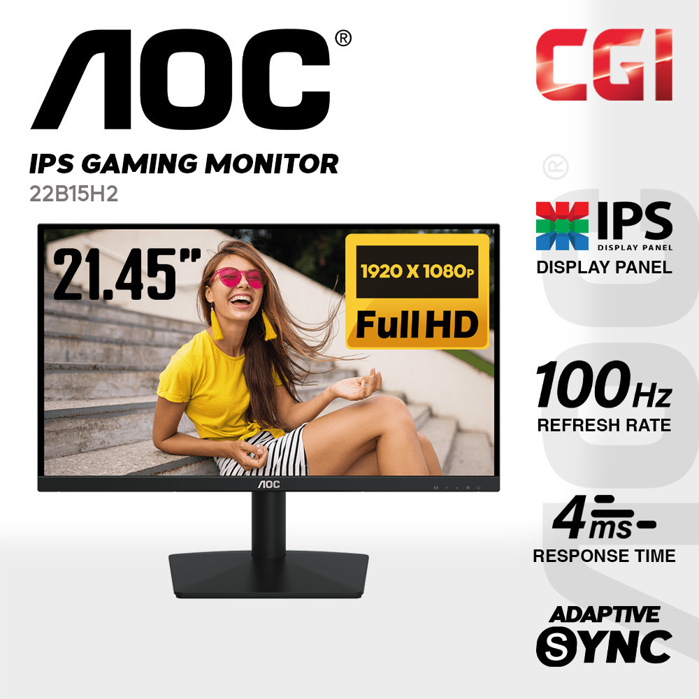 AOC 21.45 22B15H2 IPS FHD Adaptive Sync 100Hz 4ms Slim Bezel Frameless ...