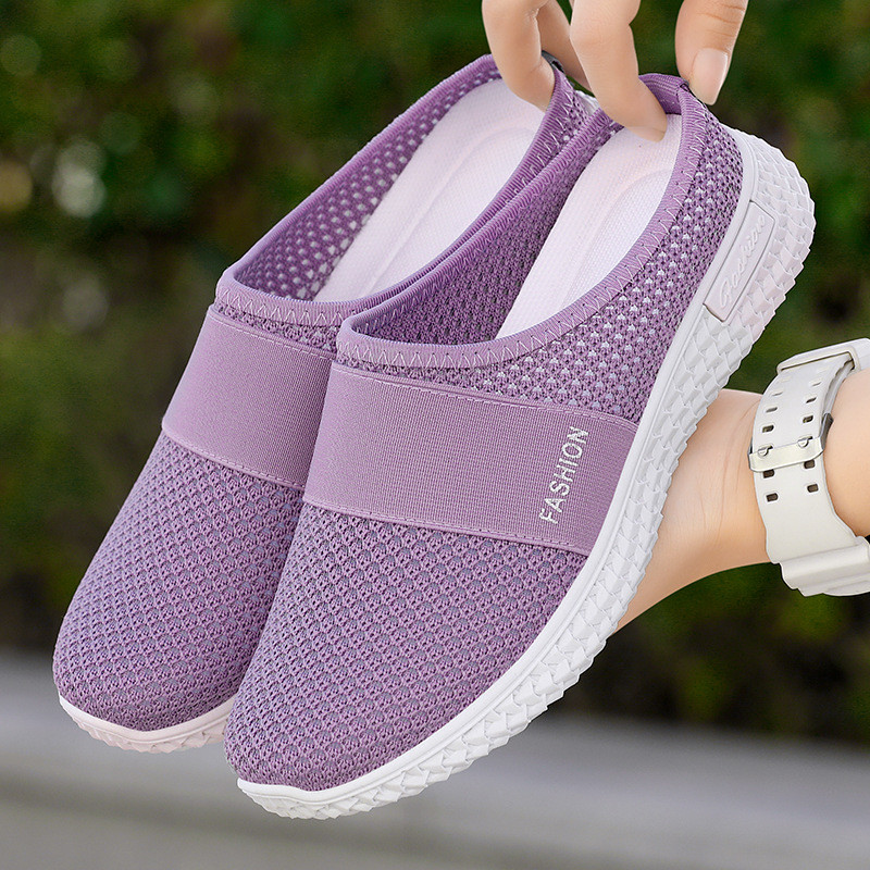 Old Beijing Cloth Shoes Female Middle-aged Elderly Mother Baotou Half ...