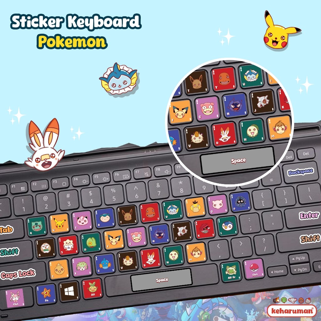 Pokemon Pikachu Eevee Snorlax Theme Laptop Keyboard Sticker | Shopee ...