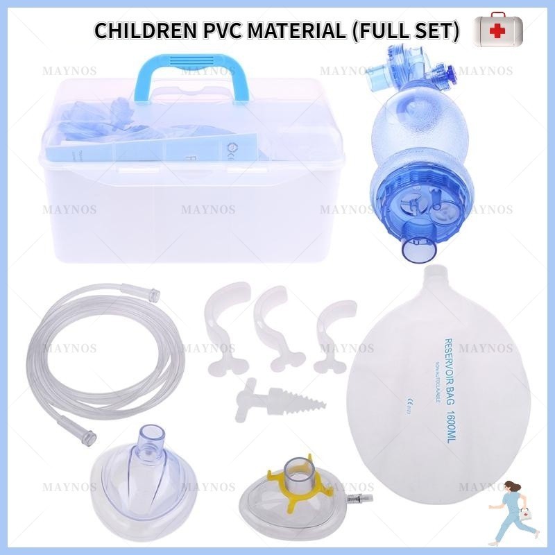 Adults/Children/Infants Manual Resuscitator PVC Ambu Bag Oxygen Tube ...