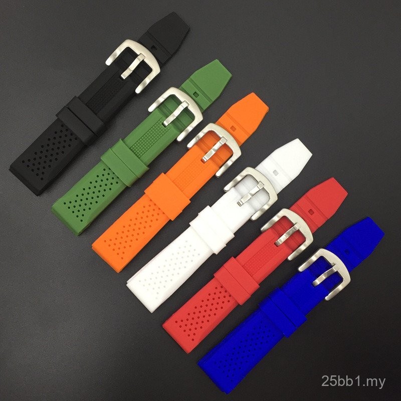 Tali Jam Tangan Silikon Bernafas Kalis Air Hitam 16 18 20 22 24mm ...