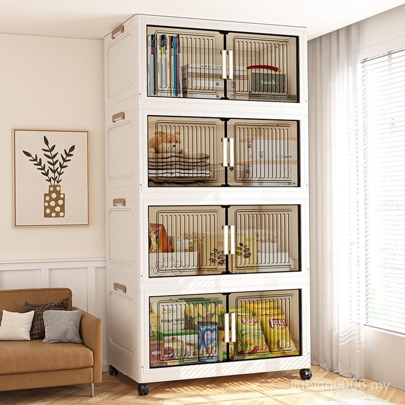 Foldable Storage Cabinet Living Room Baby Toys Snacks Multi-Layer ...