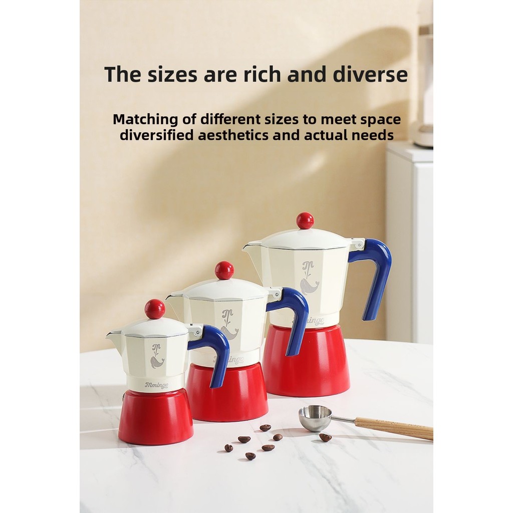 Colorful Moka Pot 1/3/6 Cups | Retro Espresso Maker with Anti-Scald ...