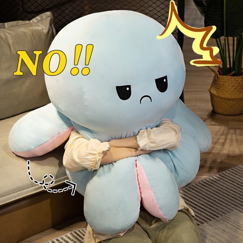 Big Octopus Doll Pillow Plush Toy Sofa Double-Sided Flip Face-Changing ...