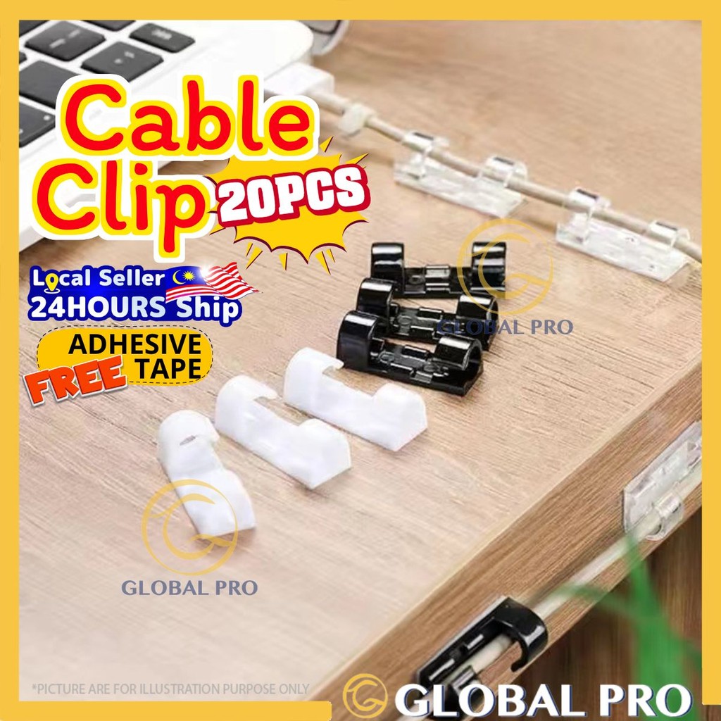 20PCS Cable Organizer PC Wire Organizer Phone Cable Clip Kabel Desktop ...