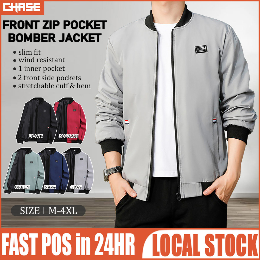 Jacket Men Slim Fit Plain Casual Work Baseball Jaket Lelaki Korean ...