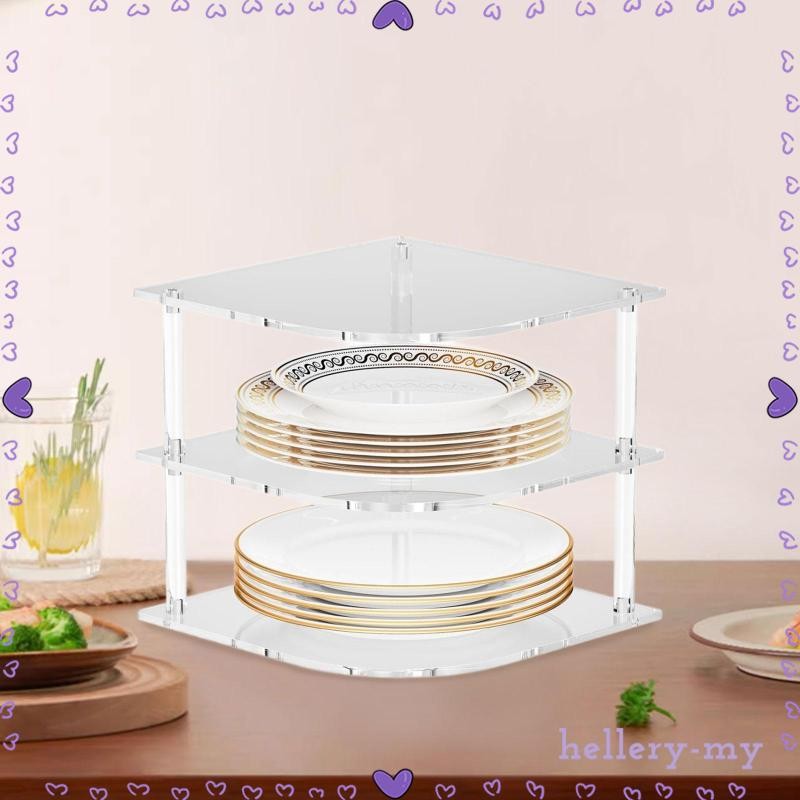 [HelleryMY] Acrylic Corner Shelf Space Saver Plate Rack for Bathroom ...
