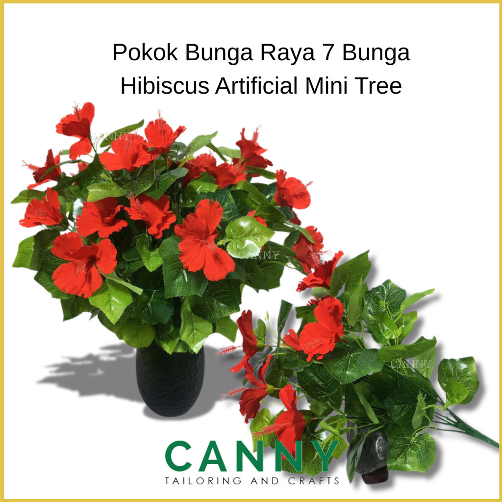 7H ARTIFICIAL HIBISCUS FLOWER / POKOK BUNGA RAYA 7 BUNGA / HIASAN ...