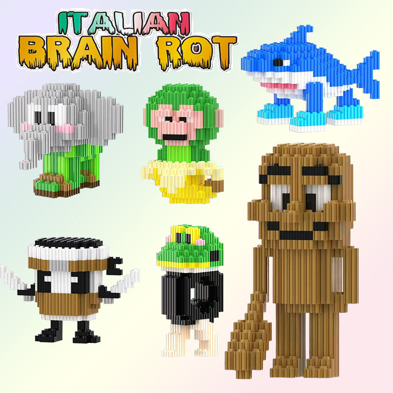 Italian Brainrot Building Blocks Tung Tung Tung Sahur Action Figure ...