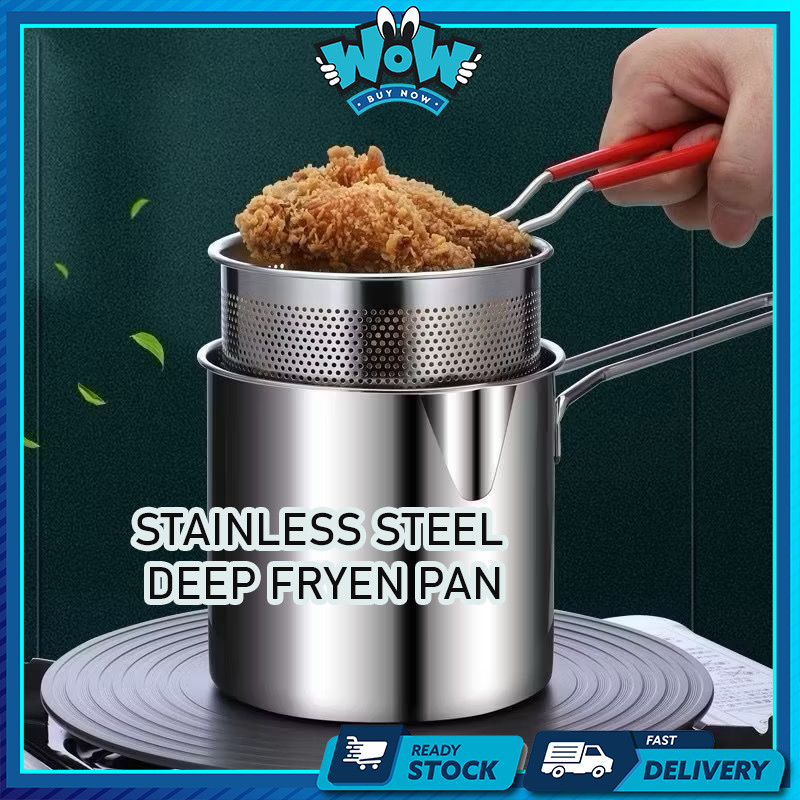Stainless Steel Frying Pot Oil Filter Pot Tempura Deep Fryer Oden ...