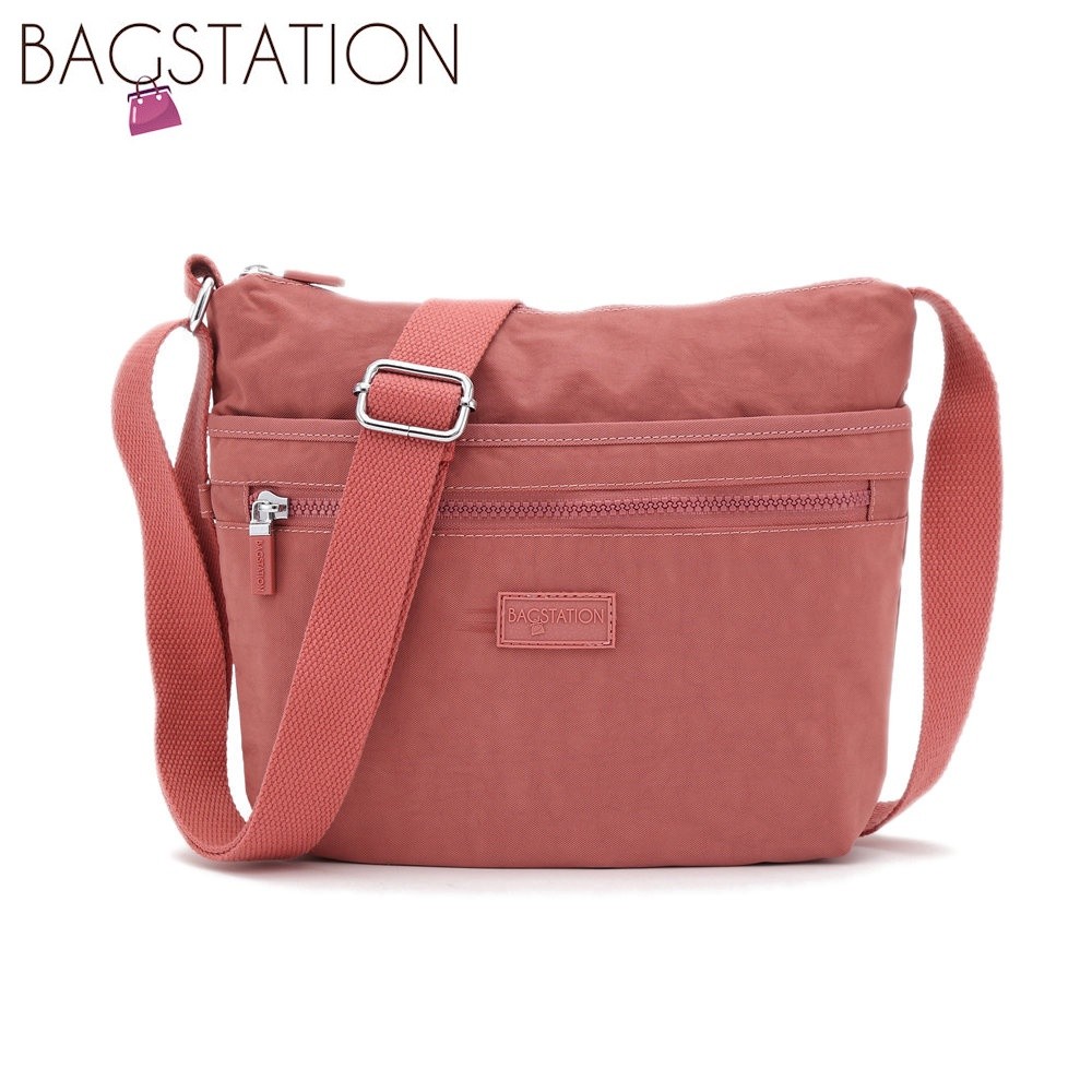 JV3 BAGSTATIONZ Crinkled Nylon Multi-Compartment Sling Bag (Black/Blue ...