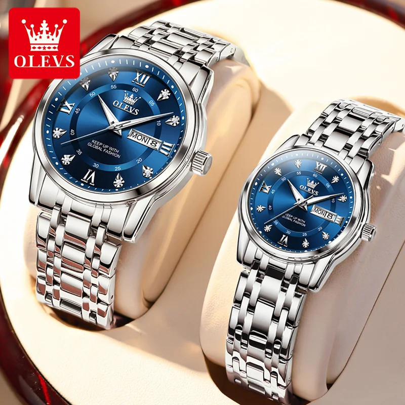 OLEVS Set Jam Tangan Couple Couple Watch Luxury Brand Business ...