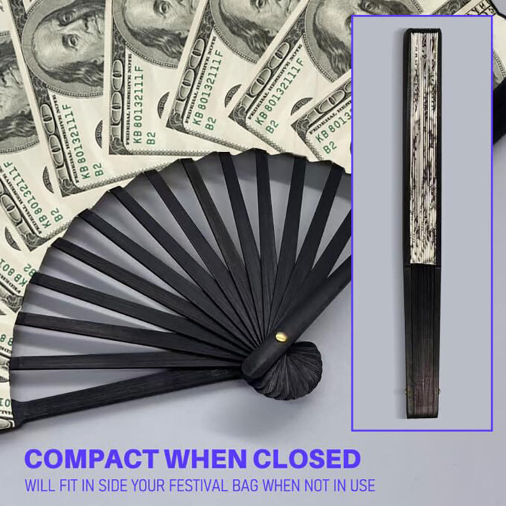 Folding Fan - Money Stacks/Money Fan - Large Rave Clack Folding Hand ...
