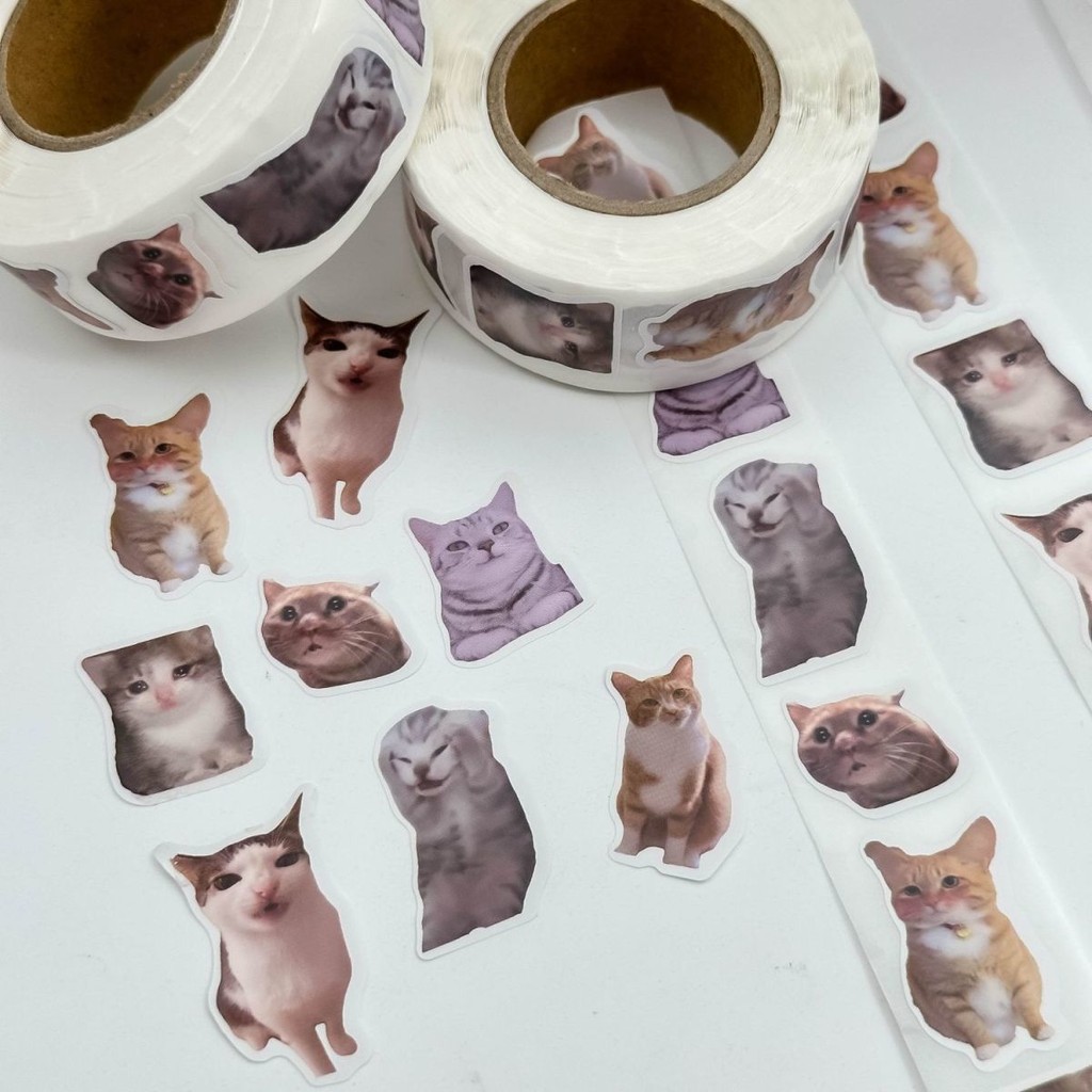 [500 Stickers] meme Cat Cat Roll Stickers Emoticon Sealing Tape ...