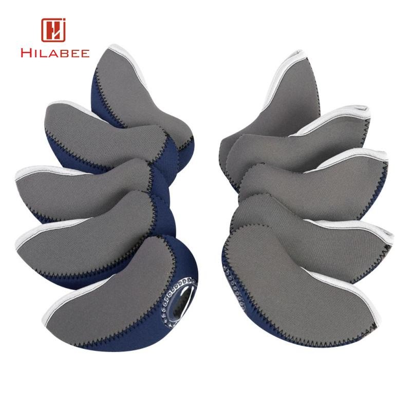 HILABEE 10 Piece Neoprene Transparent Window Golf Head Cover Golf Iron ...