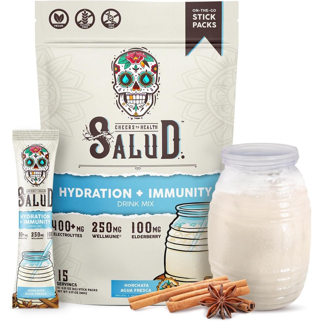 Salud 2-in-1 Hydration Packets + Immunity Electrolytes Powder, Horchata ...