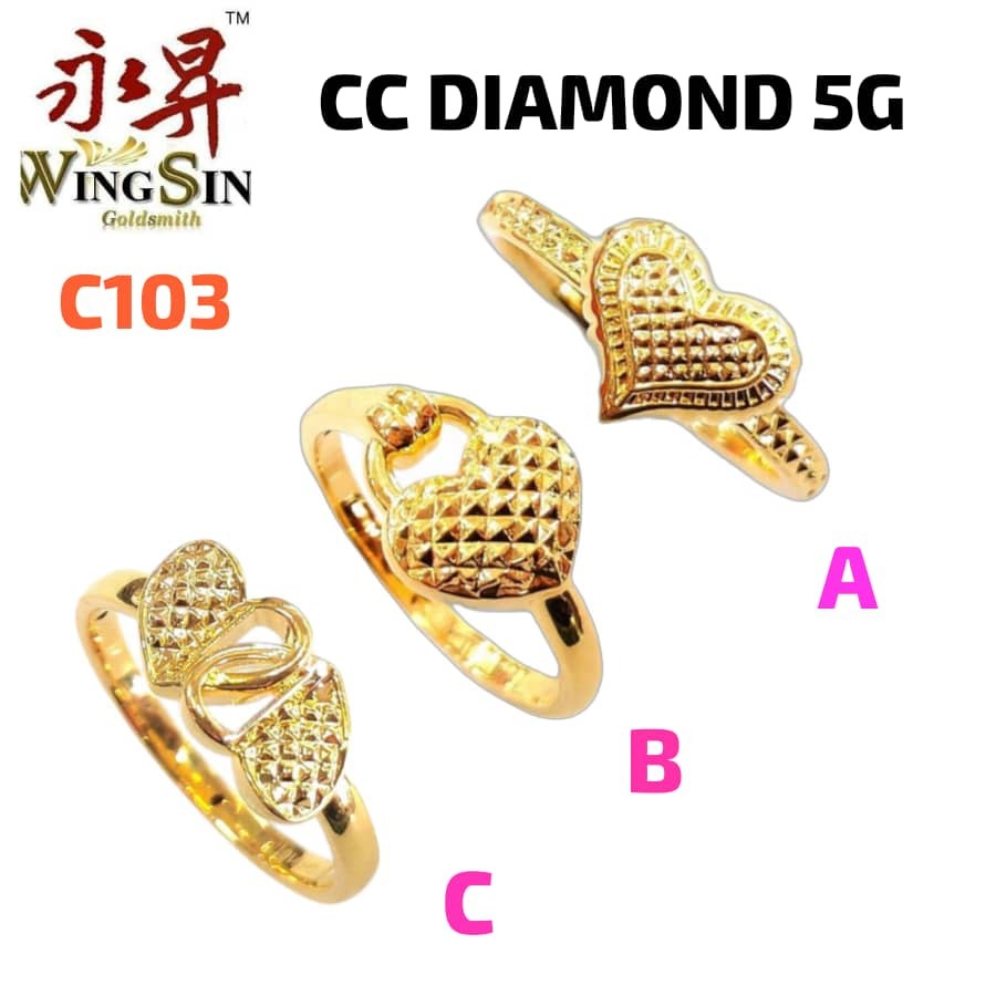 Wing Sing Cincin Love Diamond 5G Fesyen Tulen Original Emas 916 / 916 ...