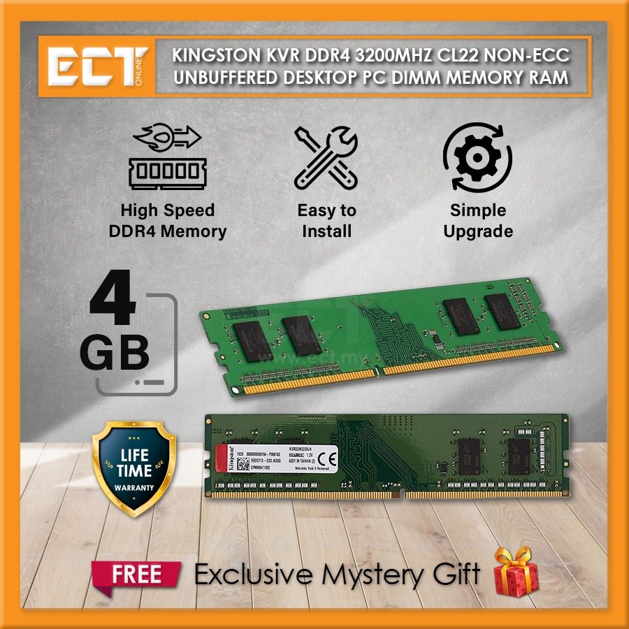 Kingston KVR DDR4 4GB 8GB 16GB 32GB 3200MHz CL22 Kit of 2 Non-ECC ...