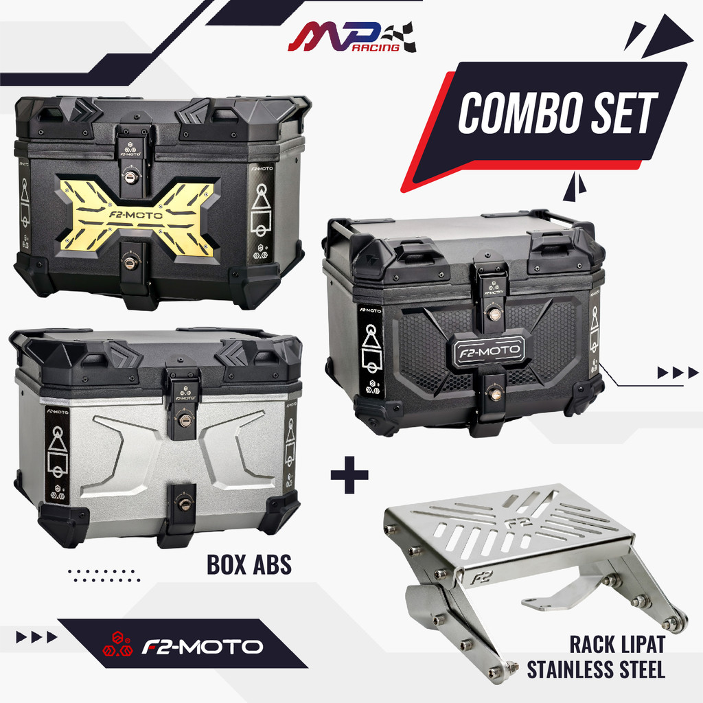 COMBO SET F2-MOTO ABS BOX + F2 Rack Lipat Stainless Steel Y15/Y16/LC135 ...
