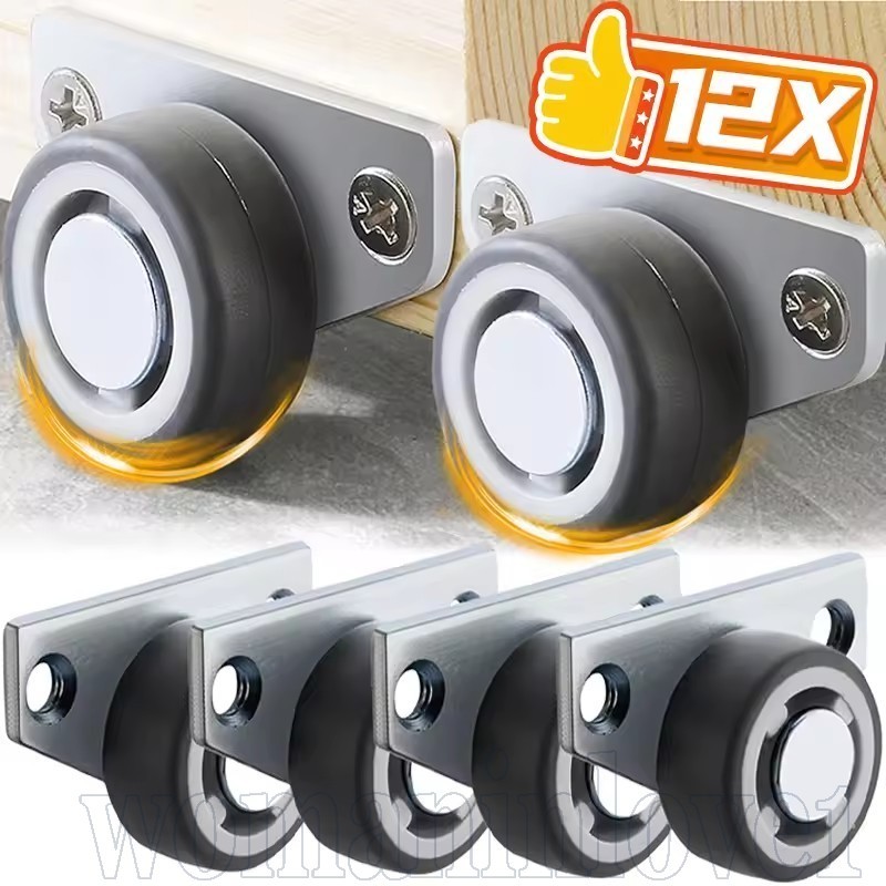 4-12set Furniture Caster Side Mount Wheels - Non Swivel Silent TPE ...
