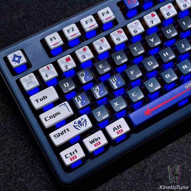 【Keycap Only】Mech Blue Keycap 120 Keys Four Side Black Transparent ...