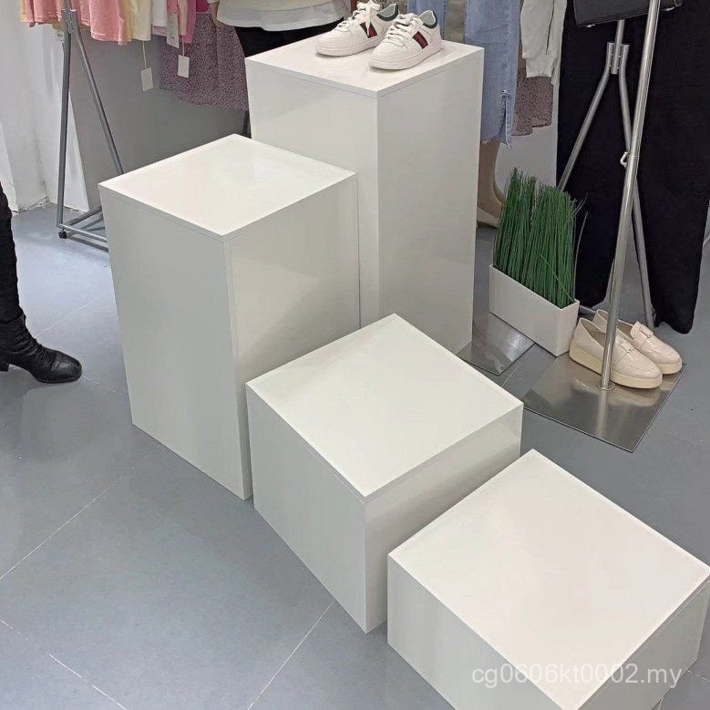 Display Platform Exhibition Table White Exhibition Cabinet Clothing ...