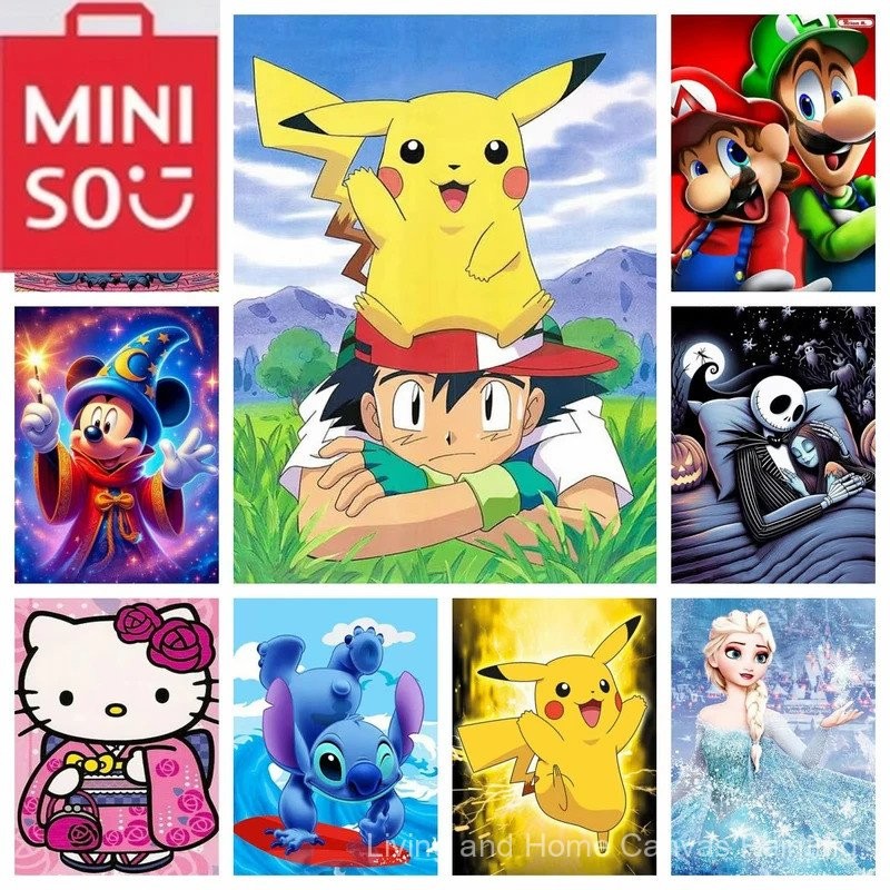 MINISO Disney Diamond Painting lilo and stitch Super Mario Pikachu Home ...