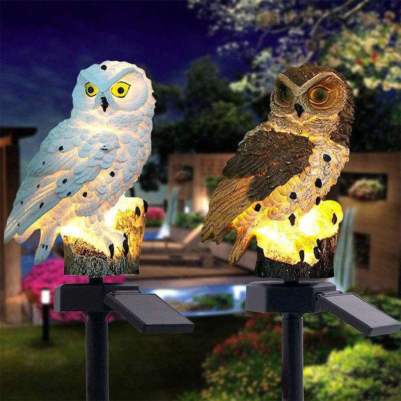 Lampu LED Burung Hantu Resin Suria Lampu Pancang Tanah Luaran Lampu ...