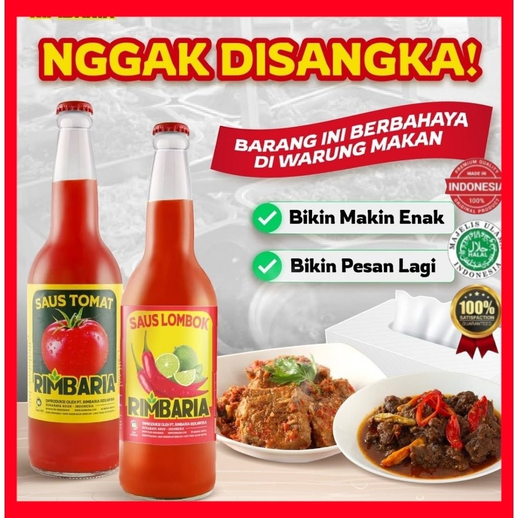 Saus Rimba ria/Saus Tomat/Saus Lombok Rimba Ria kemasan botol kaca ...