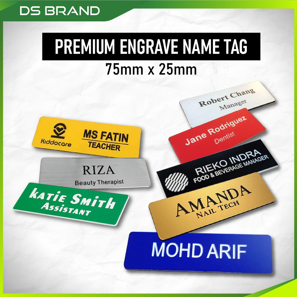 [𝗦𝗛𝗜𝗣 𝟮𝟰𝗛] Engraving Name Tag Pin /Name Tag Sekolah & Guru / Name Tag ...