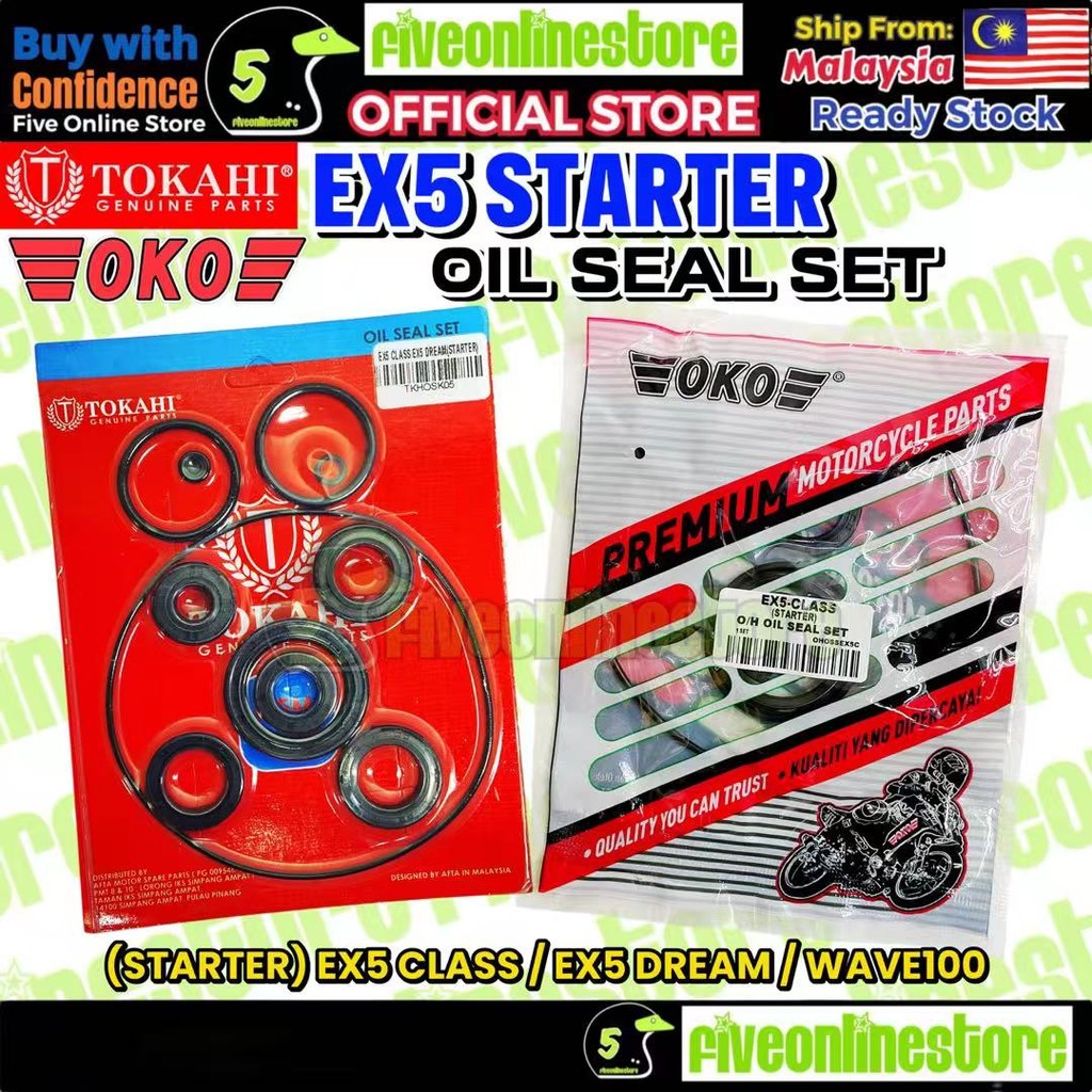 (STARTER) EX5 CLASS 1 EX5 DREAM WAVE100 OKO & TOKAHI Oil Seal Set Getah ...