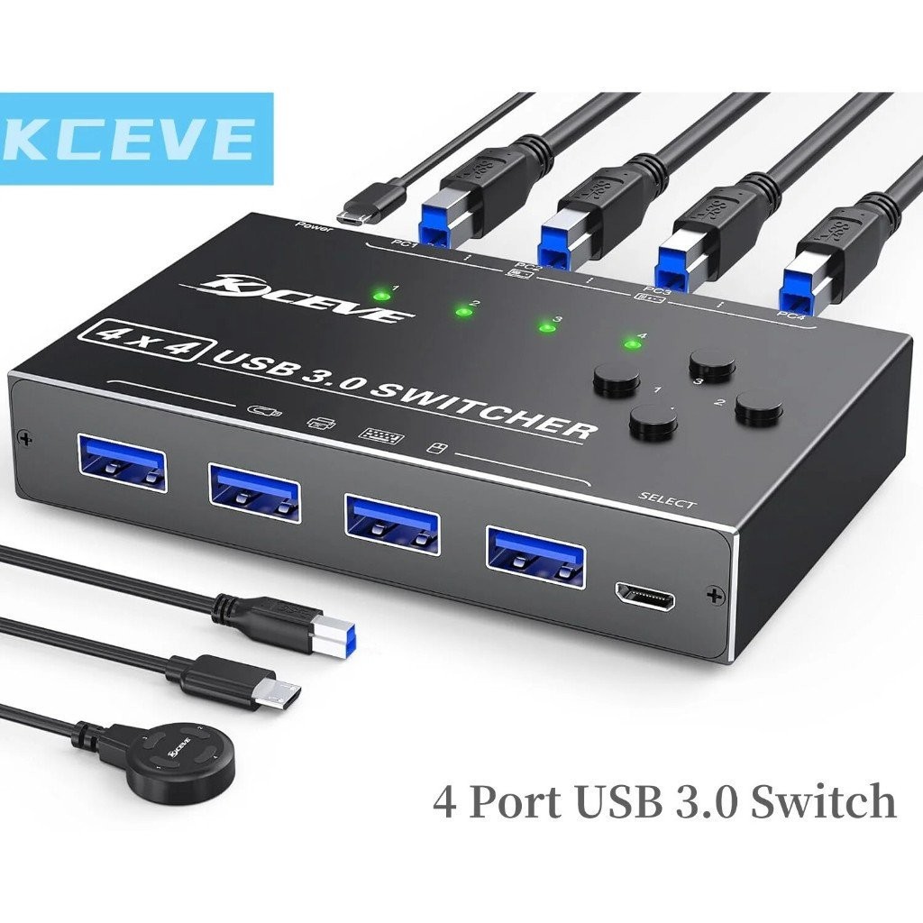 2024 New USB 3.0 Switch 4 Computers 4 Port USB Switch Selector for 4 ...