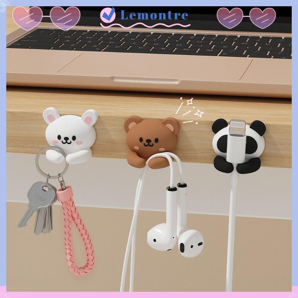LEMONTRE Cable Clip, Self-Adhesive Cute Animal Design Cable Holder ...