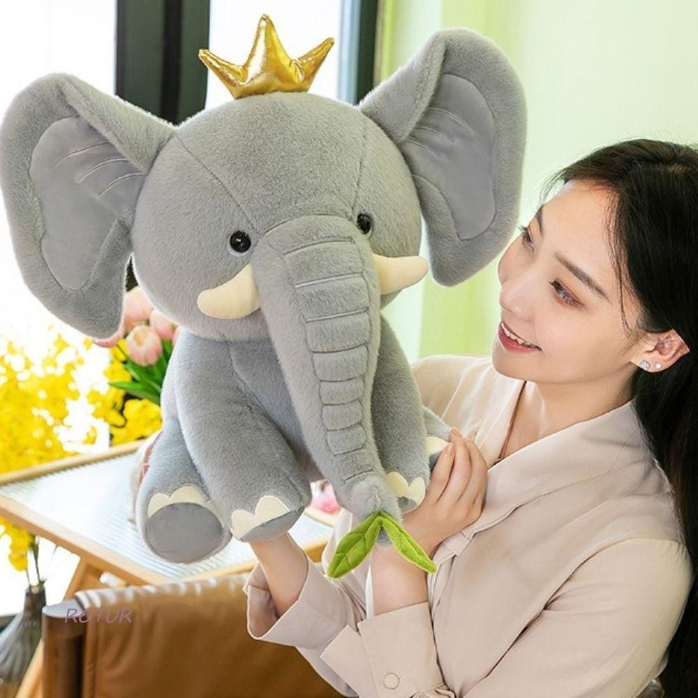 ROTUR Cartoon Elephant Plushie, Cute Creative Crown Elephant Plush Doll ...