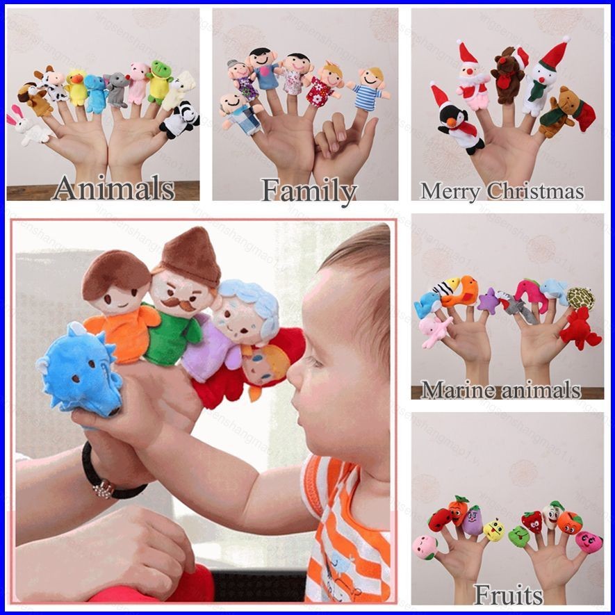 PS1 Cute Baby Plush Toy Finger Puppets Tell Story Props Animals Family ...