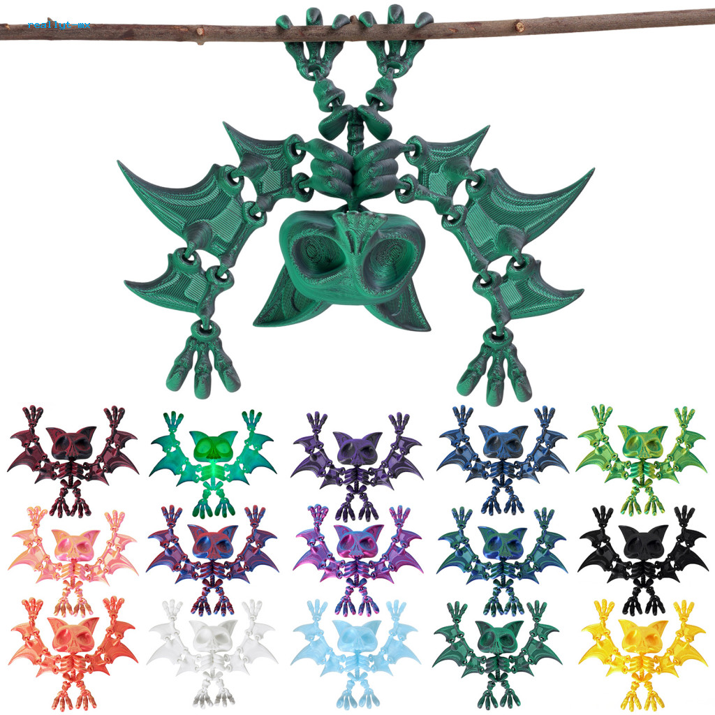 Small Bat Figurine 3d Printed Bat Decor Articulated Bat Model Fidget ...
