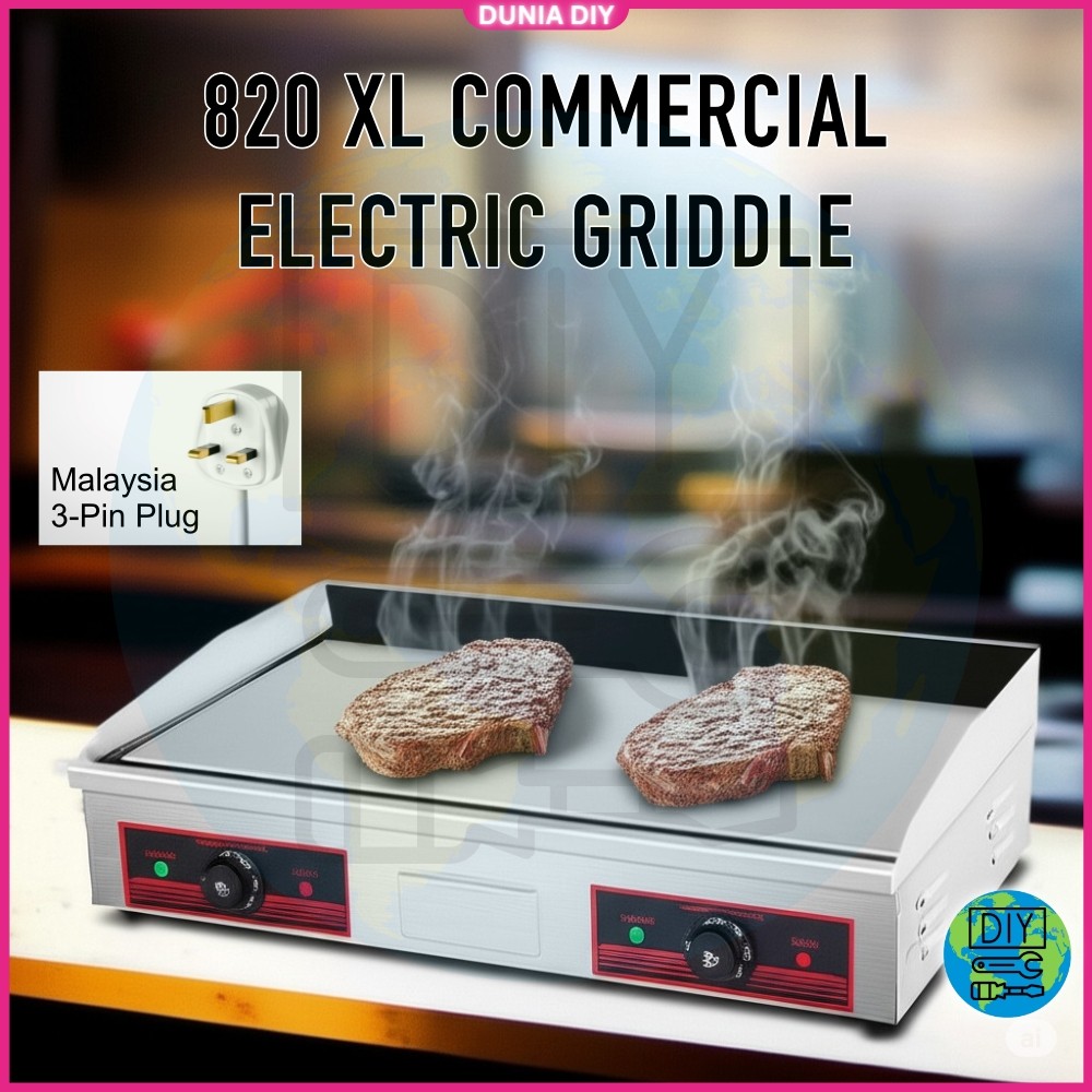 820 Commercial Electric Stainless Steel Griddle Desktop Flat Plate BBQ ...